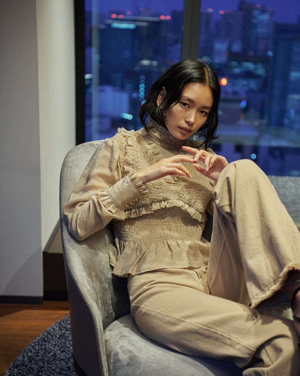 shirring frill blouse – tiit tokyo